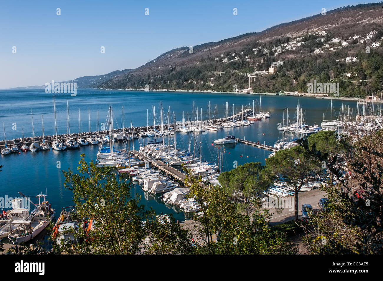 Grigano marina with harboured boats on a beautiful sunny day Stock ...