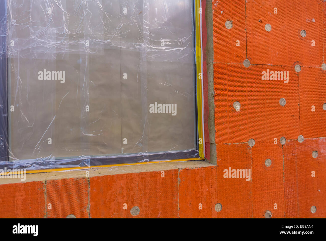 Berlin, Germany, detail Construction site, Building facade, Insulation ...