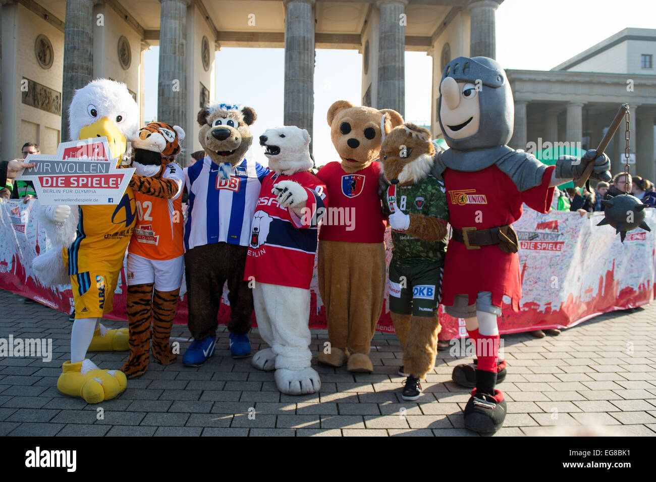 Berlin, Germany. 19th February, 2015. The mascots of various Berlin ...