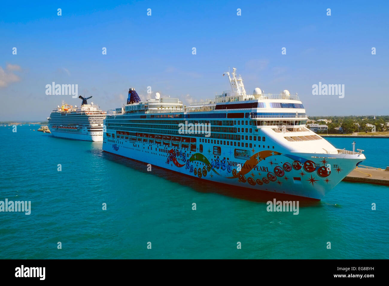 Cruise ship Carnival Breeze and Norwegen Pearl at dock in Key West ...