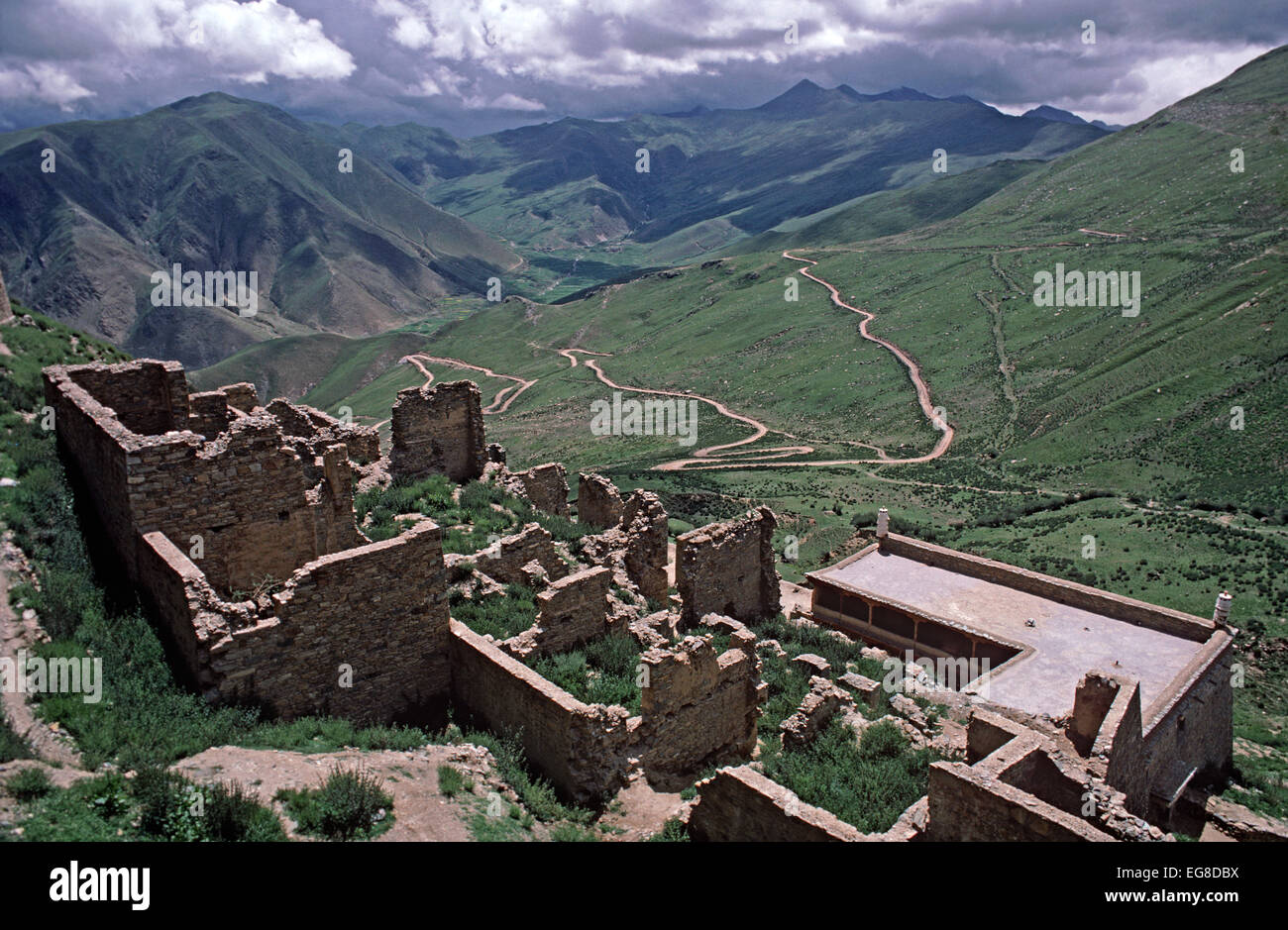 Ruins of Ganden Monastery destroyed by the Red Guards in 1966, Tibet ...