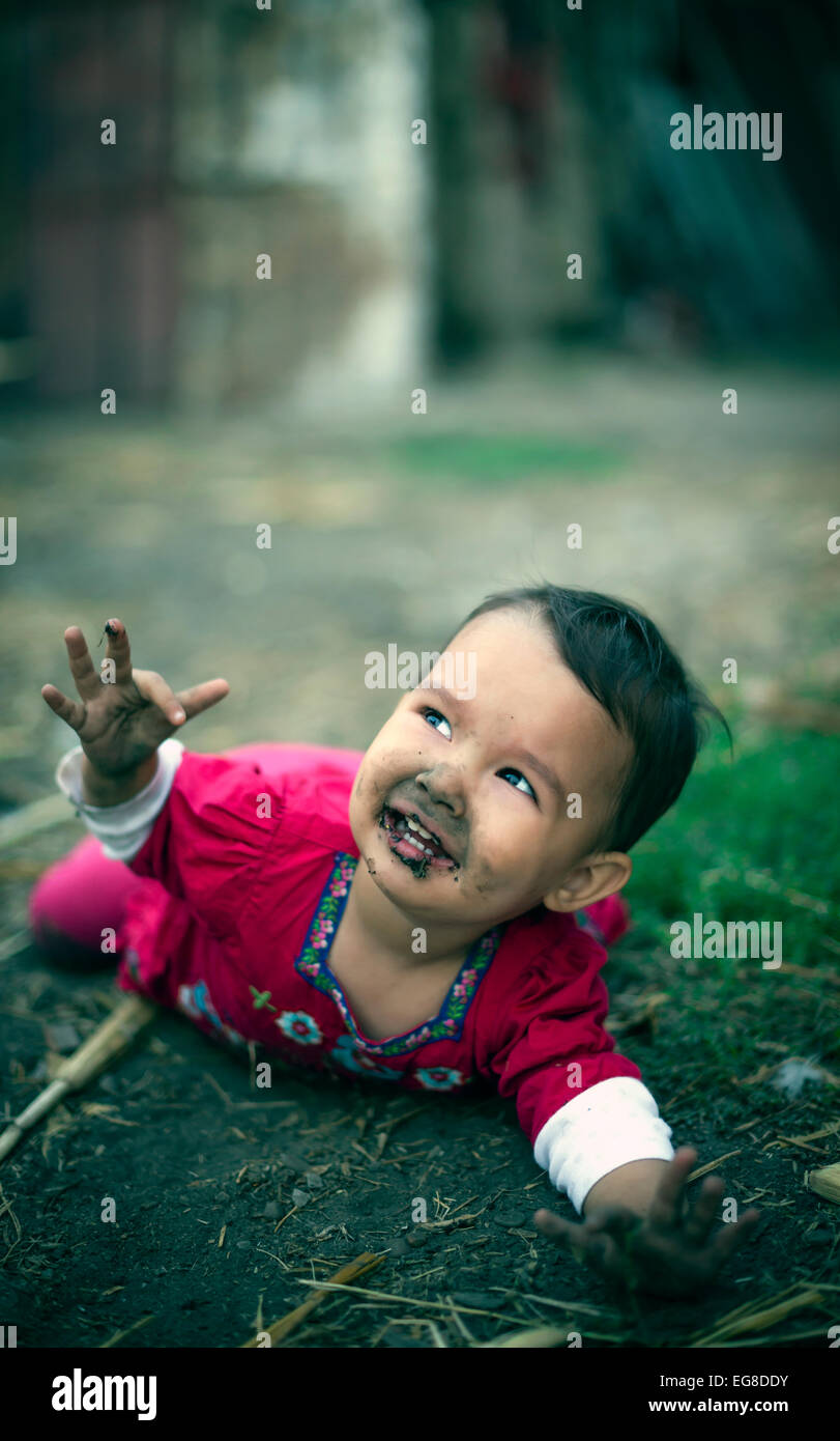 little girl fallen into dust Stock Photo - Alamy