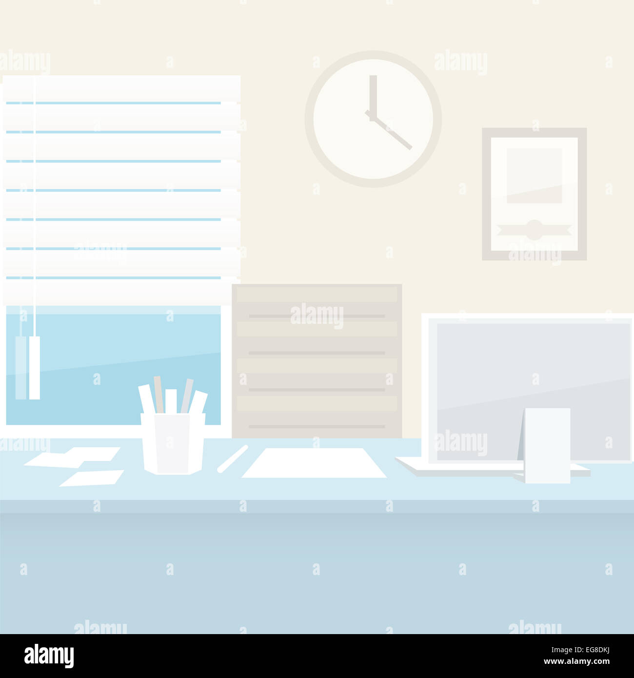 Office Workplace with Computer Stock Photo - Alamy