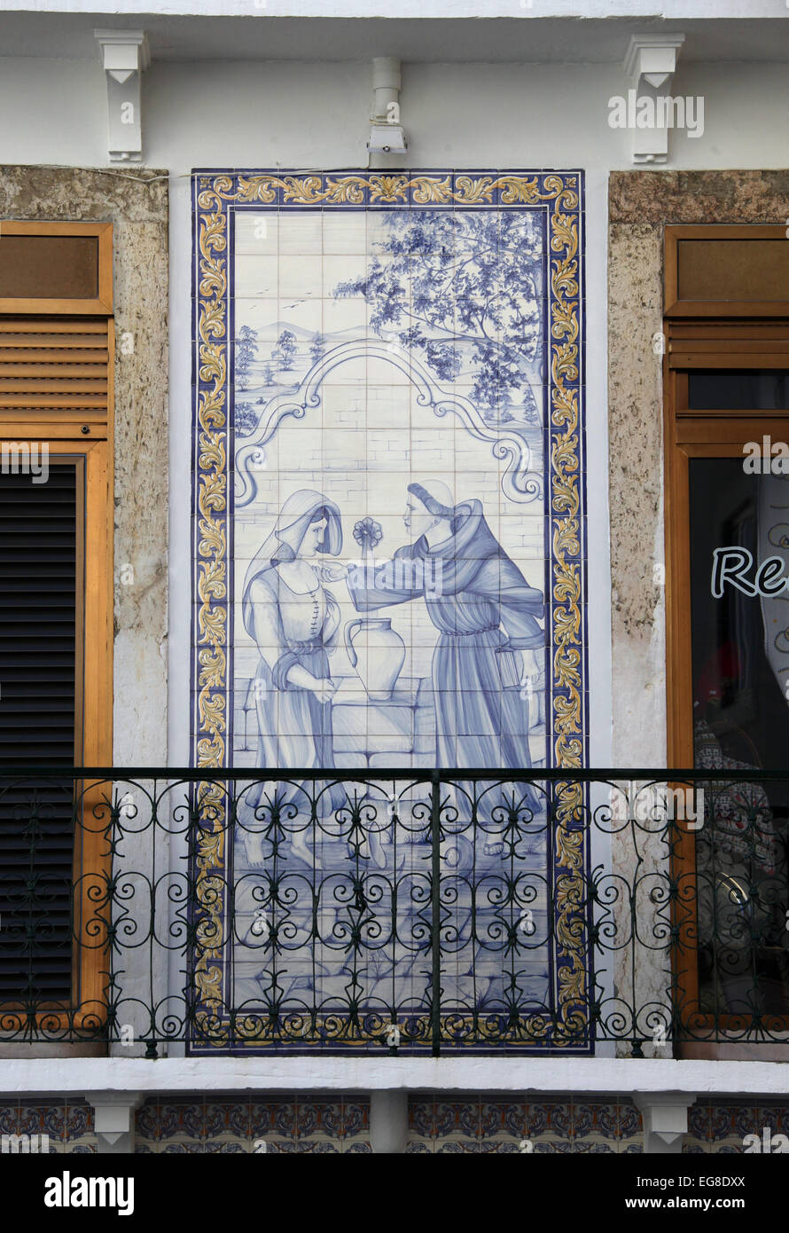 Azulejos on an Alfama Cafe building in Lisbon Stock Photo - Alamy