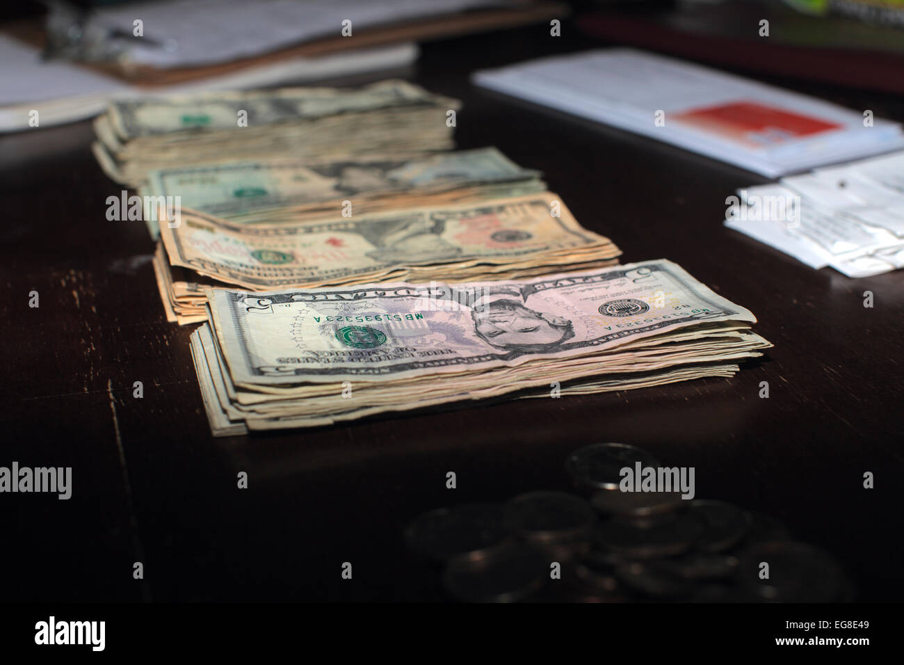 Stacks of U.S. Dollars Stock Photo - Alamy