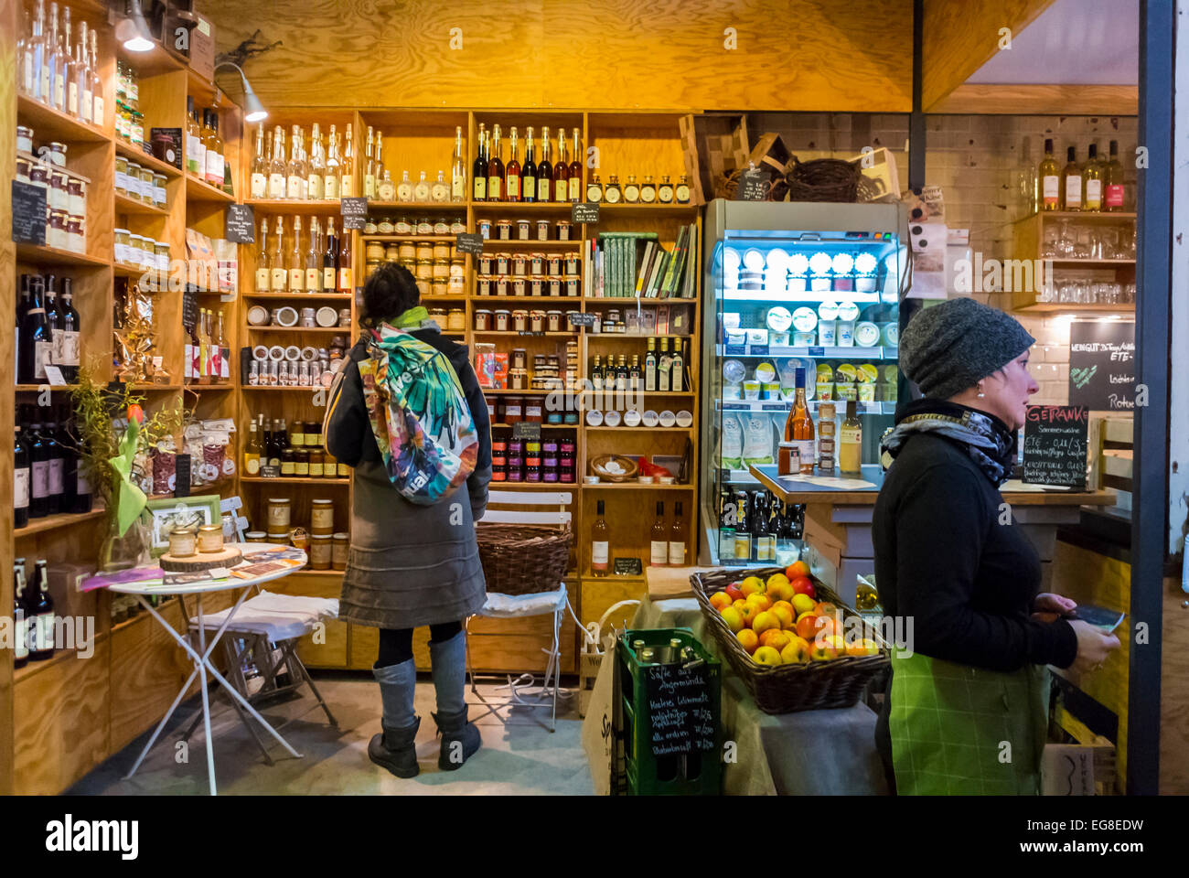 Berlin, Germany, People Shopping inside German Grocery Store interiors ...