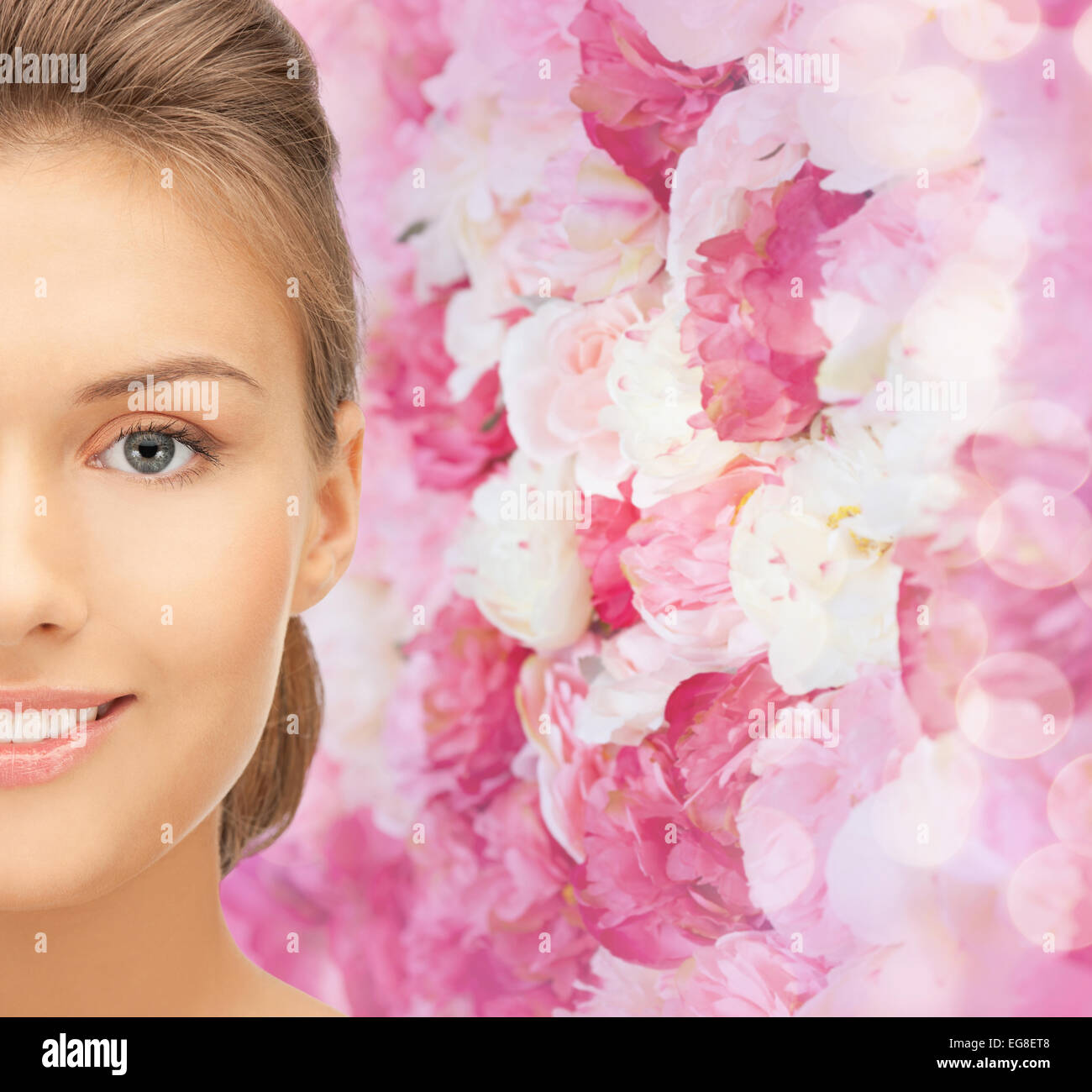beautiful young woman half face Stock Photo - Alamy