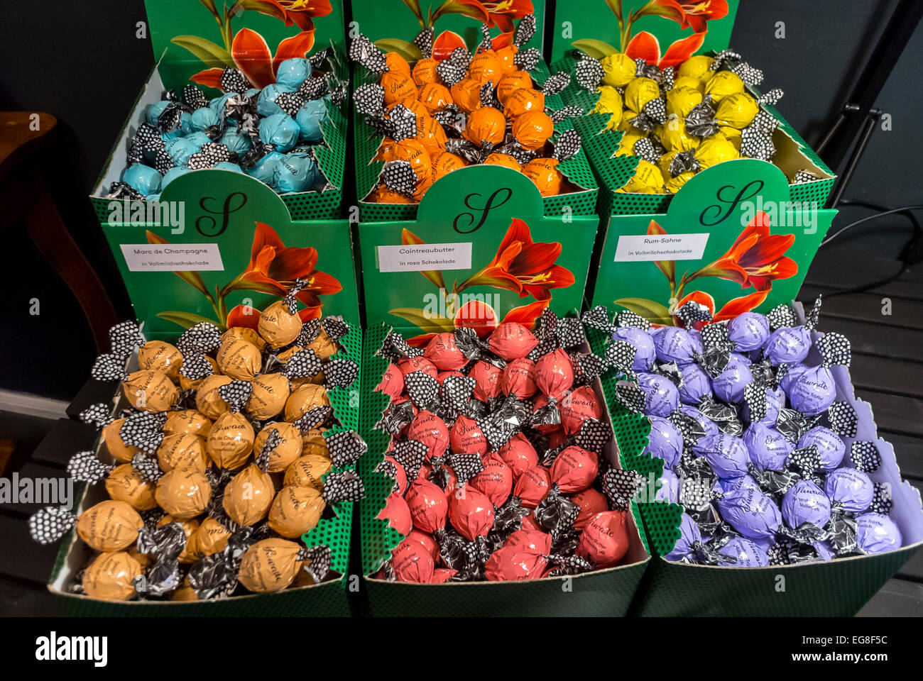 Berlin, Germany, Detail, Chocolates on Display, interior Local ...