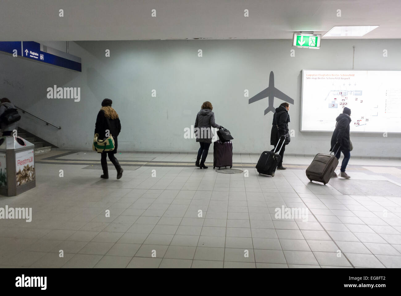 Berlin, Germany, Passengers, Women Walking away with Bags inside ...