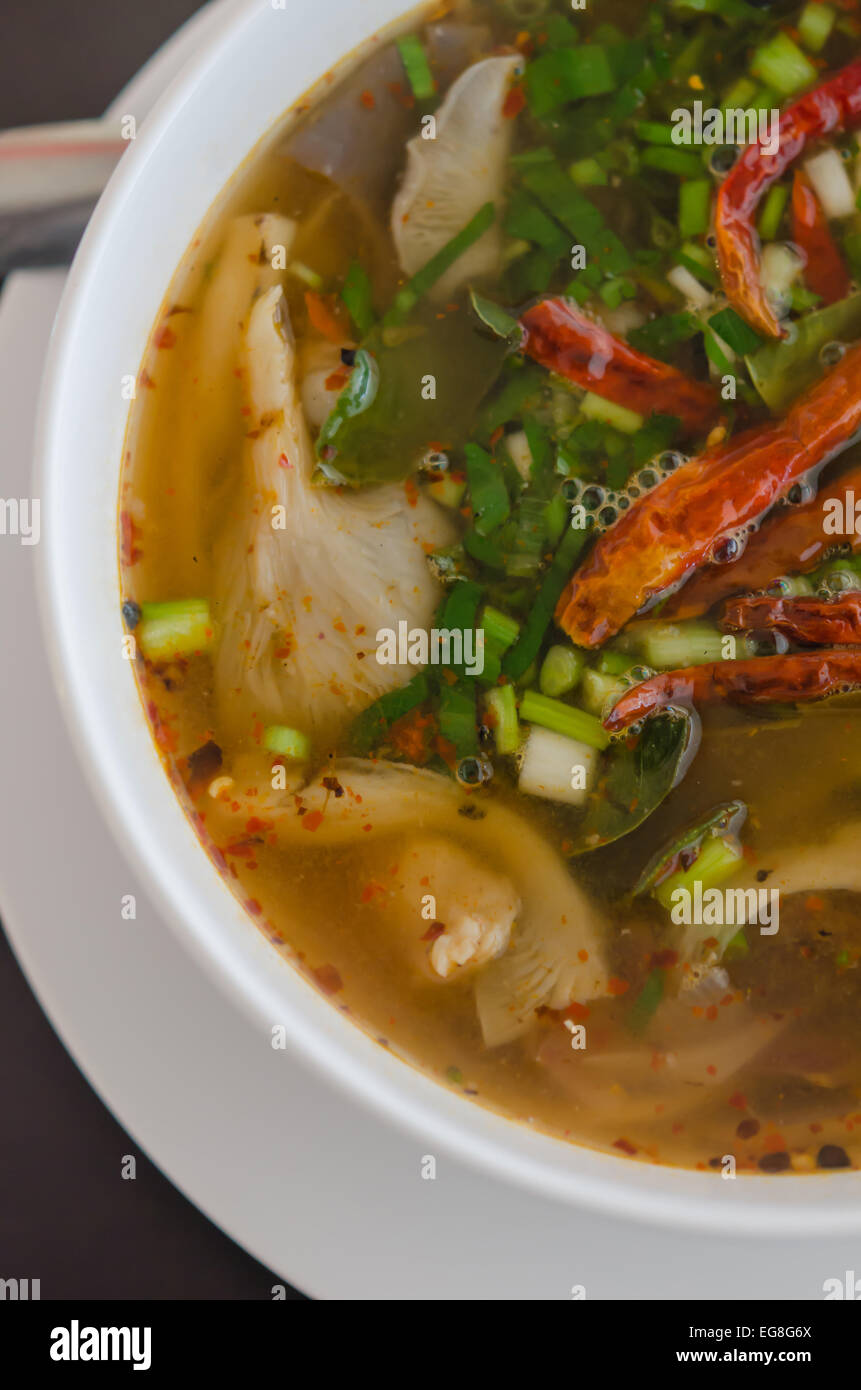 top view of chinese style soup ,Steamed pork spare ribs and vegetable ...