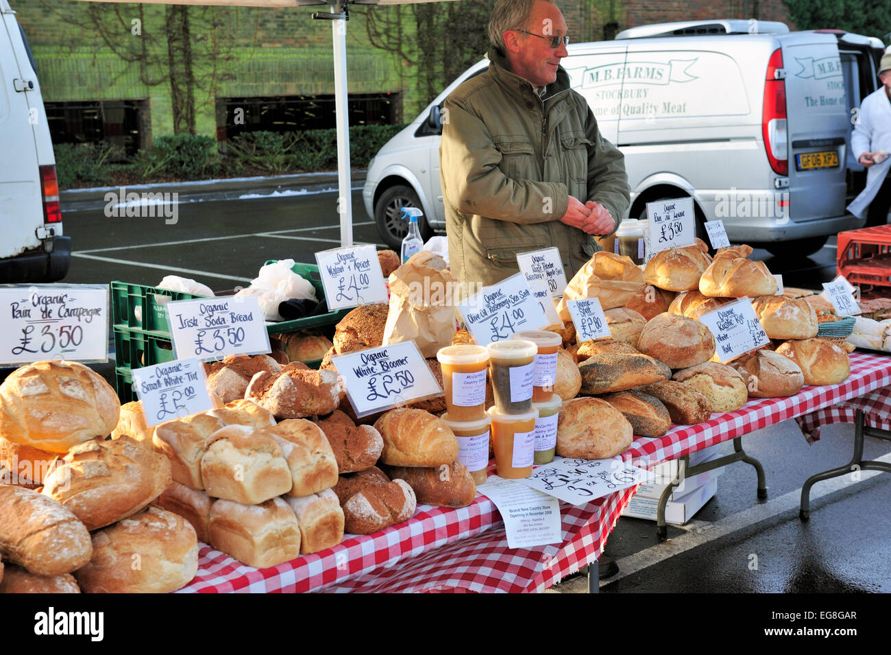 organic bread and bakery produce for sale at a local farmers market ...