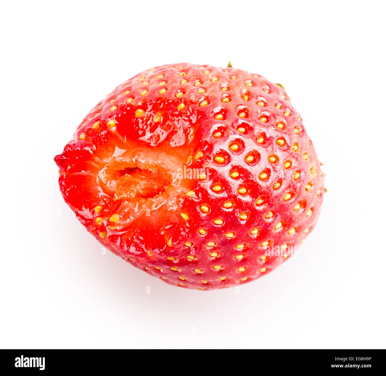 strawberry bitten white isolated fruit bite Stock Photo - Alamy
