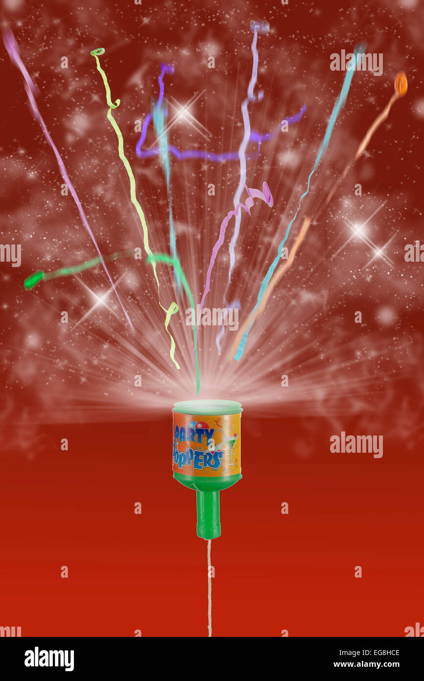 Exploding party popper can be supplied with any reasonably dark colour ...