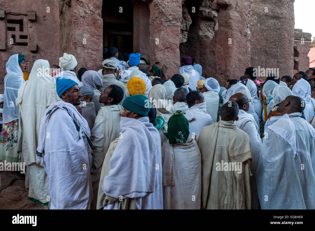Christian Pilgrims At Bete Maryam Church At Christmas Time, Lalibela ...