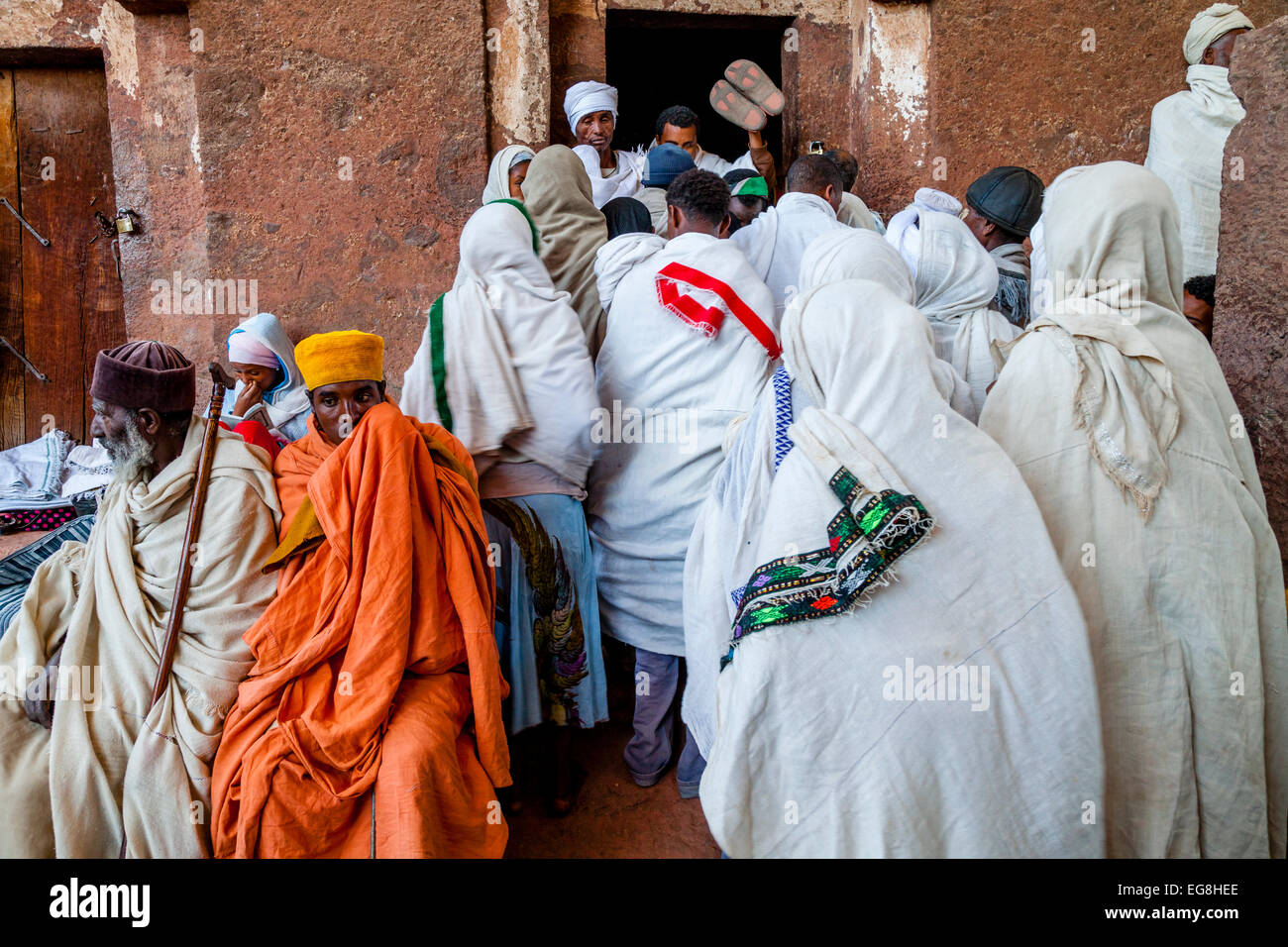 Christian Pilgrims At Bete Maryam Church At Christmas Time, Lalibela ...