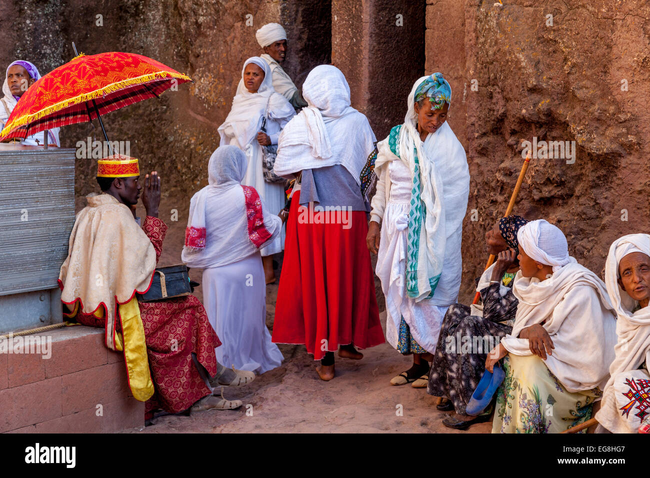 Christian Pilgrims At Bete Maryam Church At Christmas Time, Lalibela ...