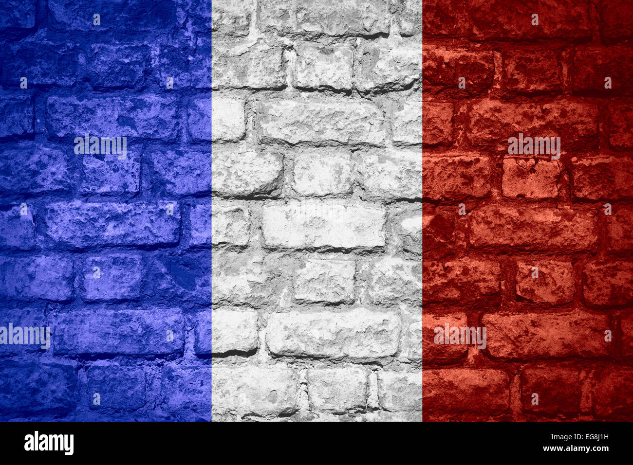flag of France or French banner on brick texture Stock Photo - Alamy