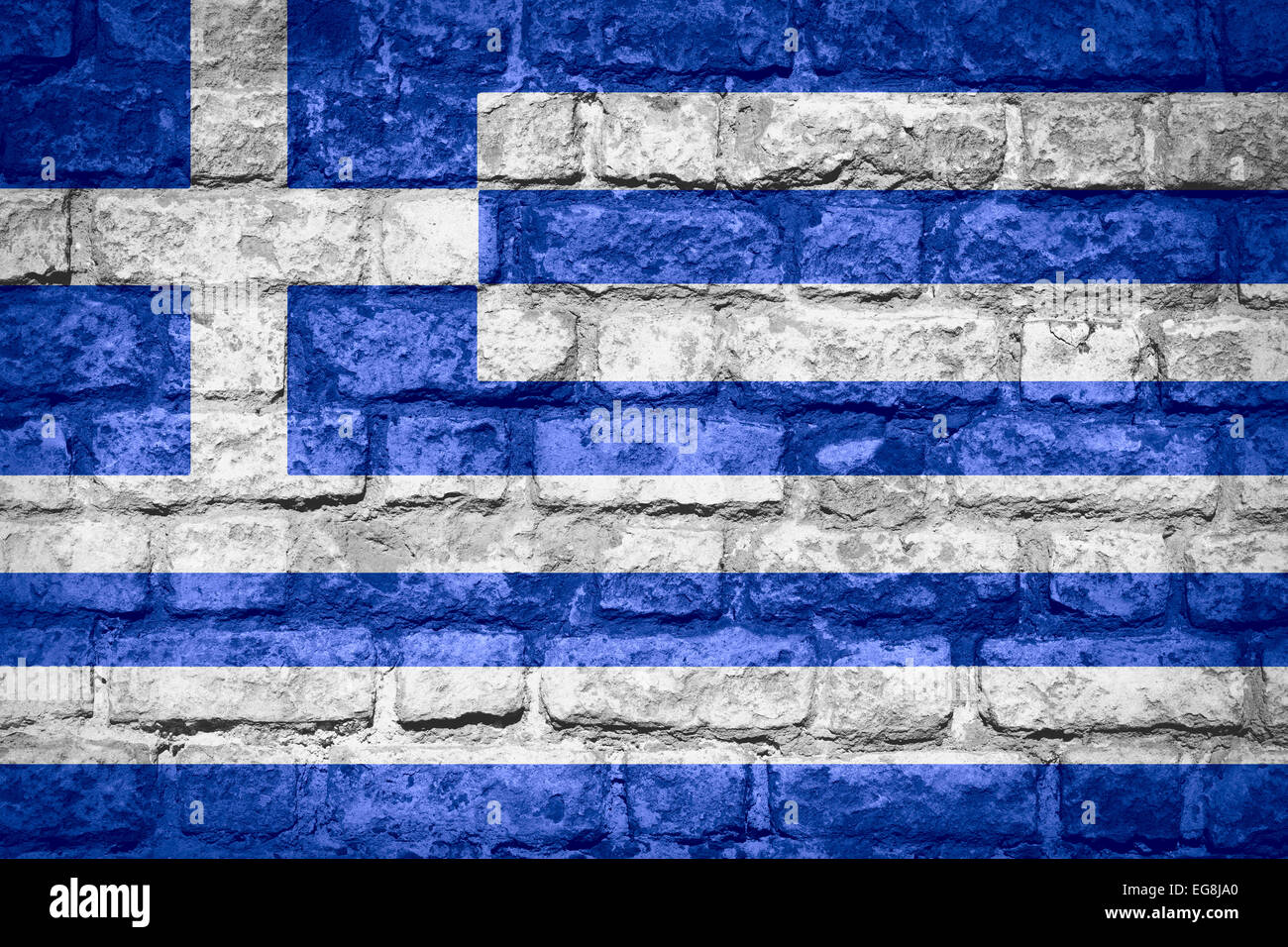 flag of Greece or Greek banner on brick texture Stock Photo - Alamy