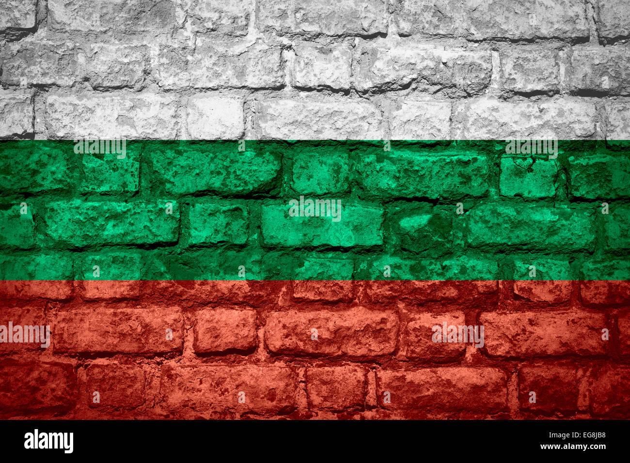 flag of Bulgaria or Bulgarian banner on brick texture Stock Photo - Alamy
