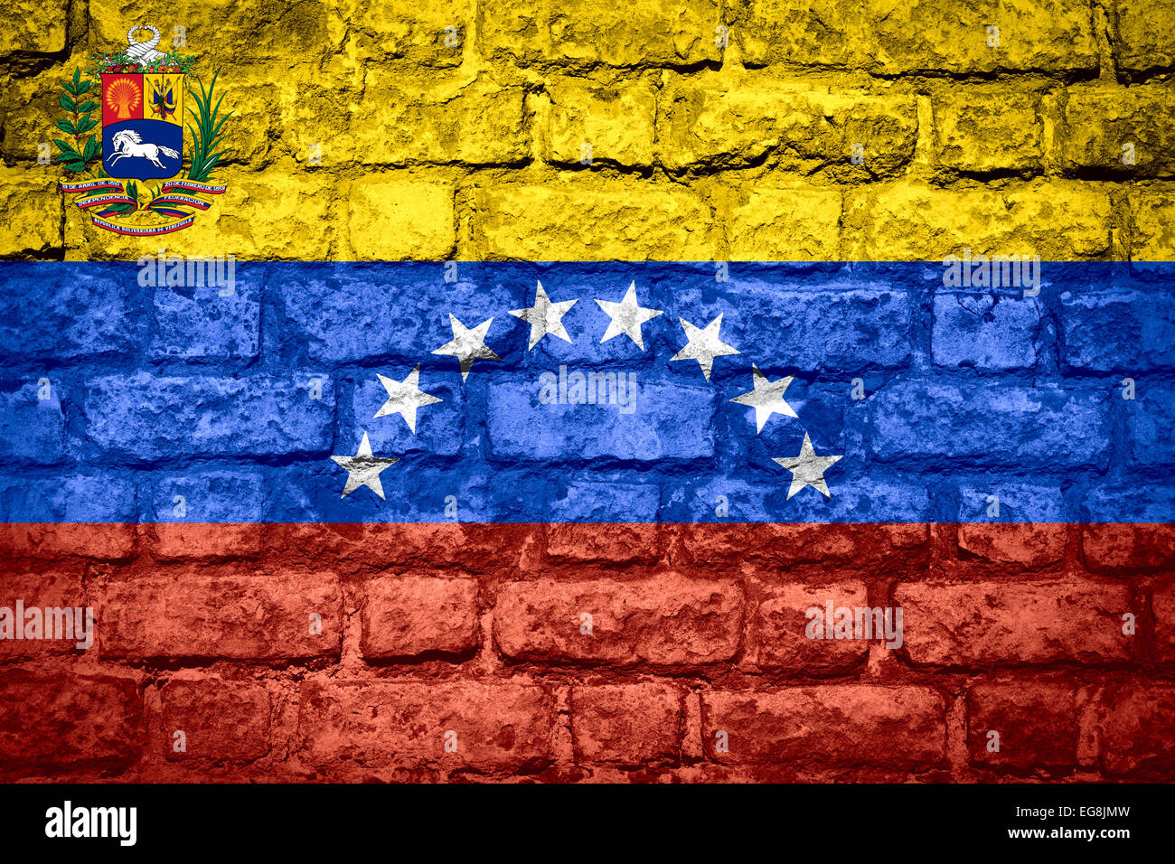 flag of Venezuela or Venezuelan banner on brick texture Stock Photo - Alamy