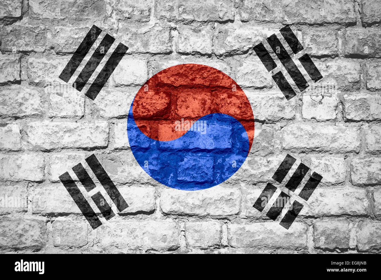 flag of South Korea or Korean banner on brick texture Stock Photo - Alamy
