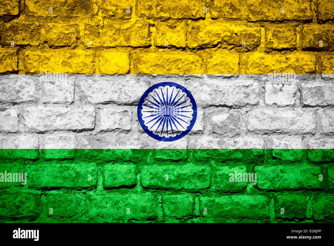 flag of India or Indian banner on brick texture Stock Photo - Alamy