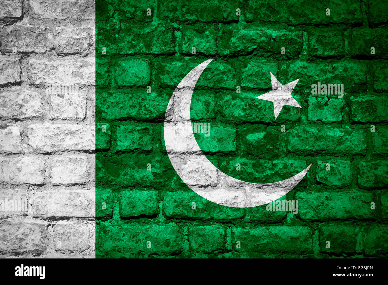 flag of Pakistan or Pakistani banner on brick texture Stock Photo - Alamy