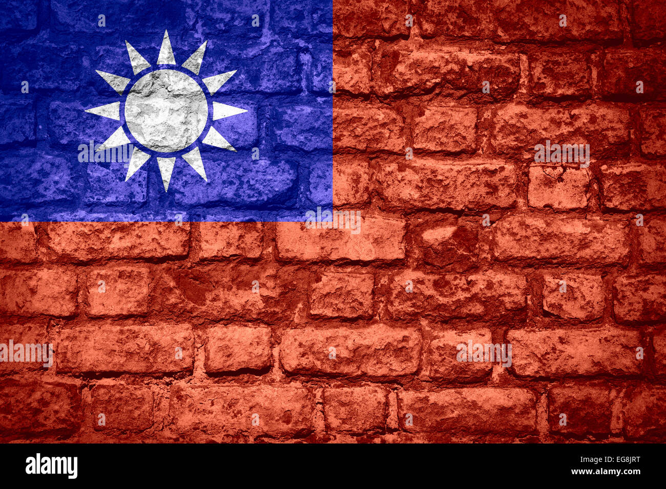 flag of Taiwan or Taiwanese banner on brick texture Stock Photo - Alamy