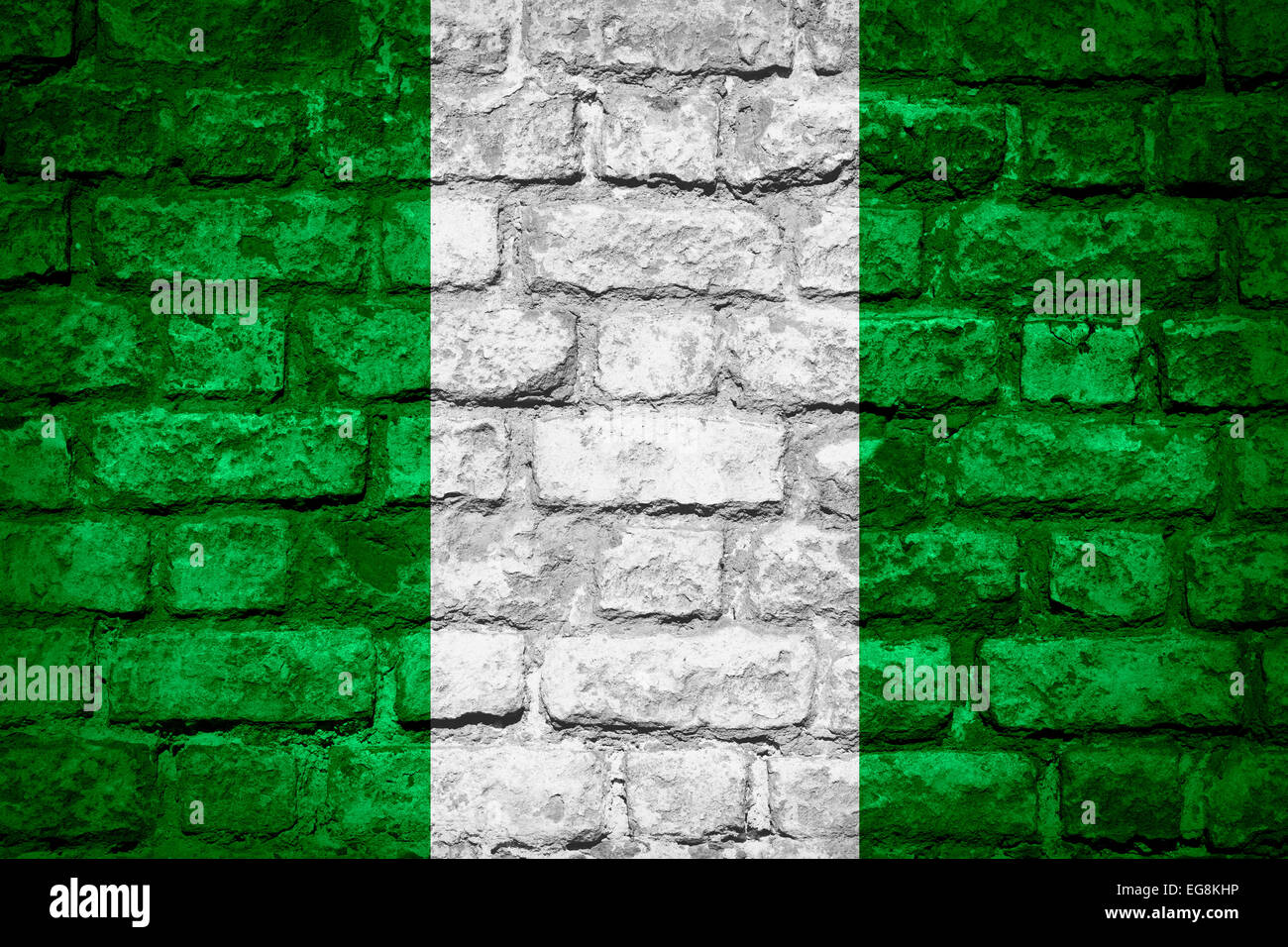 flag of Nigeria or Nigerian banner on brick texture Stock Photo - Alamy