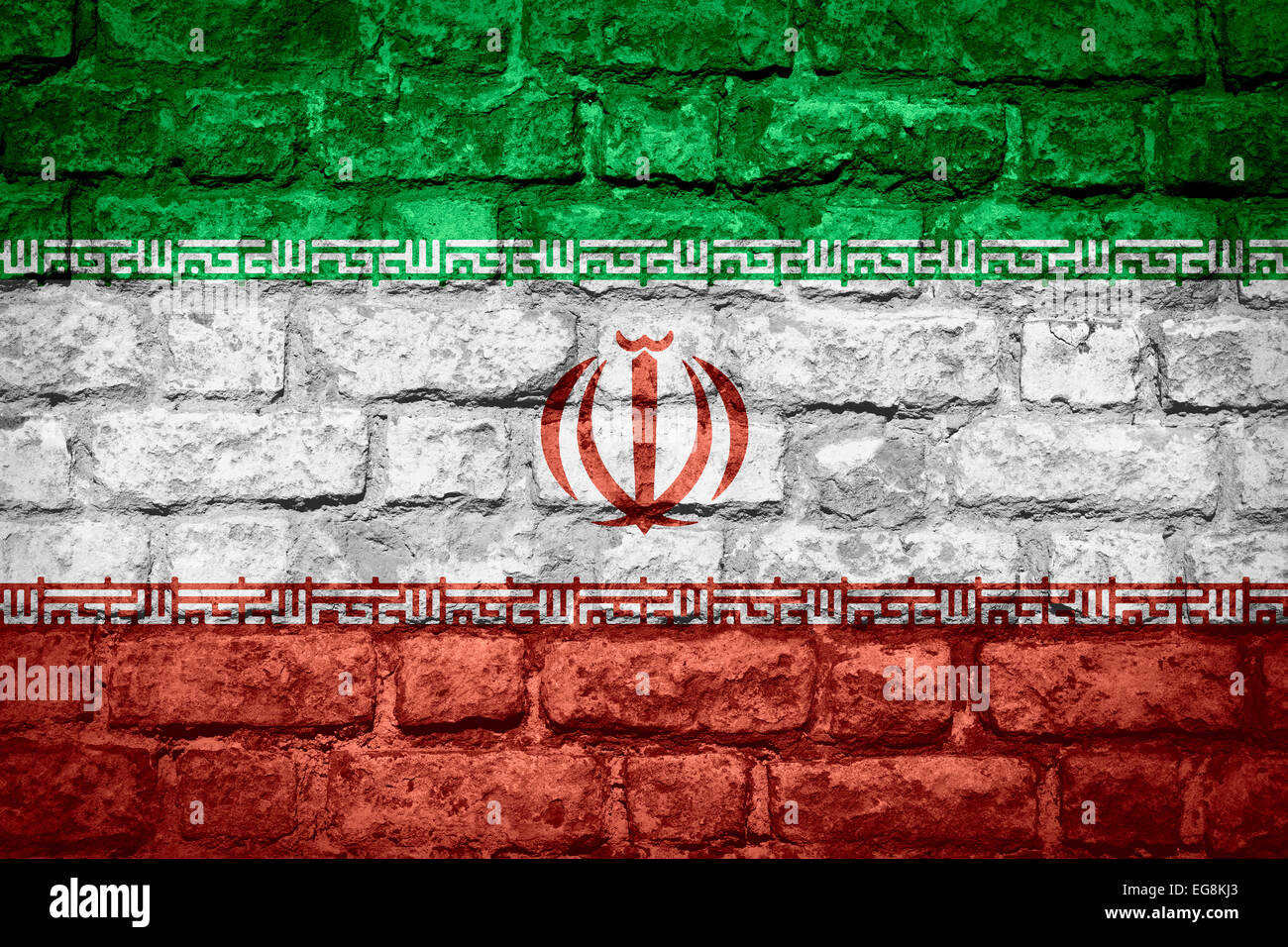 flag of Iran or Iranian banner on brick texture Stock Photo - Alamy