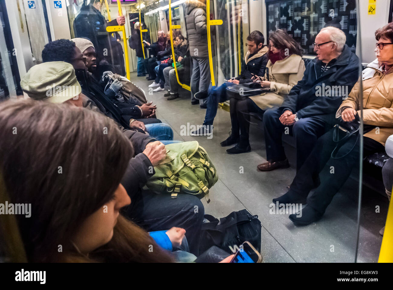 Crowd People Public Metro Inside Train And Adult And Europe High ...