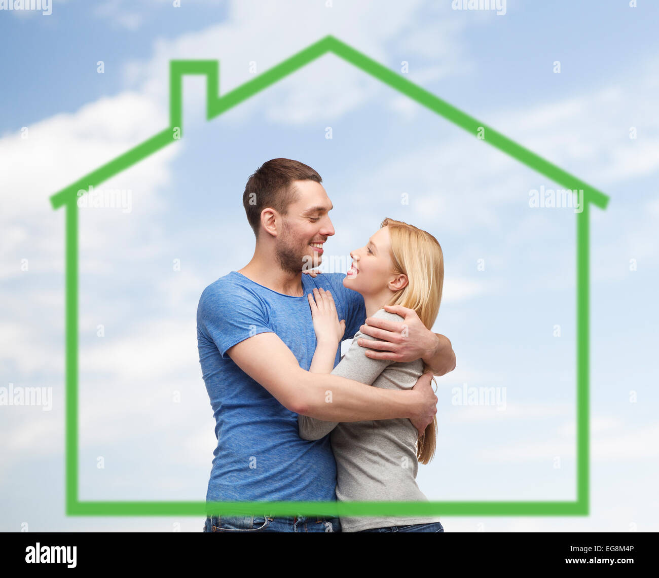 Happy family over house hi-res stock photography and images - Alamy