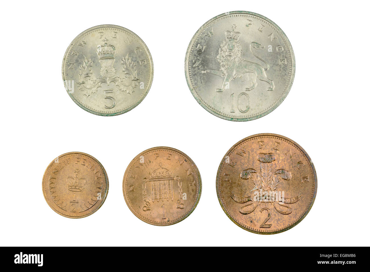 First British decimal coins Stock Photo - Alamy