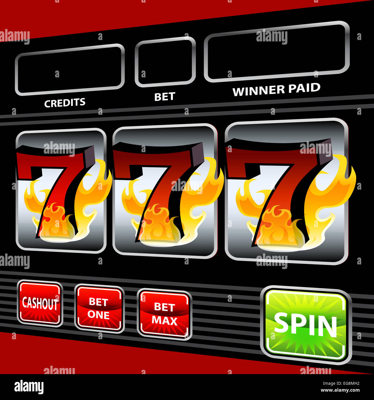 An image of a flaming lucky seven slot machine Stock Photo - Alamy