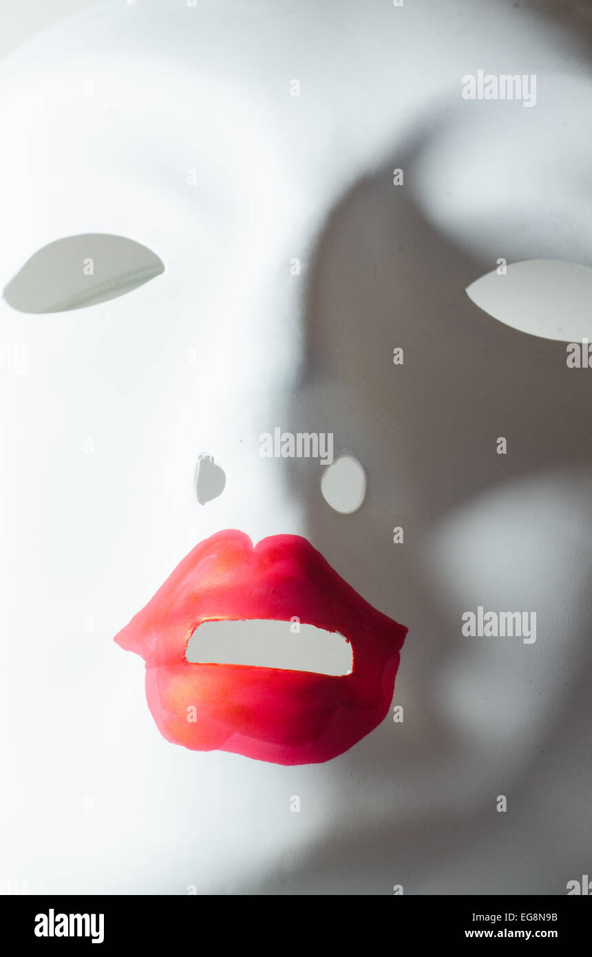 white mask with red lips Stock Photo - Alamy