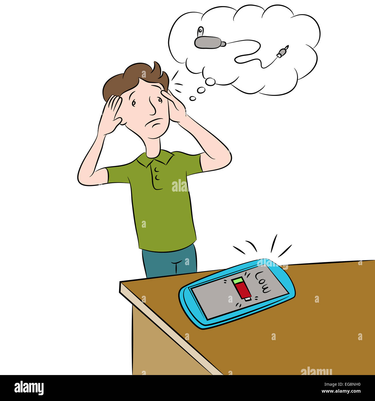 An image of a man who forgot his phone charger Stock Photo - Alamy