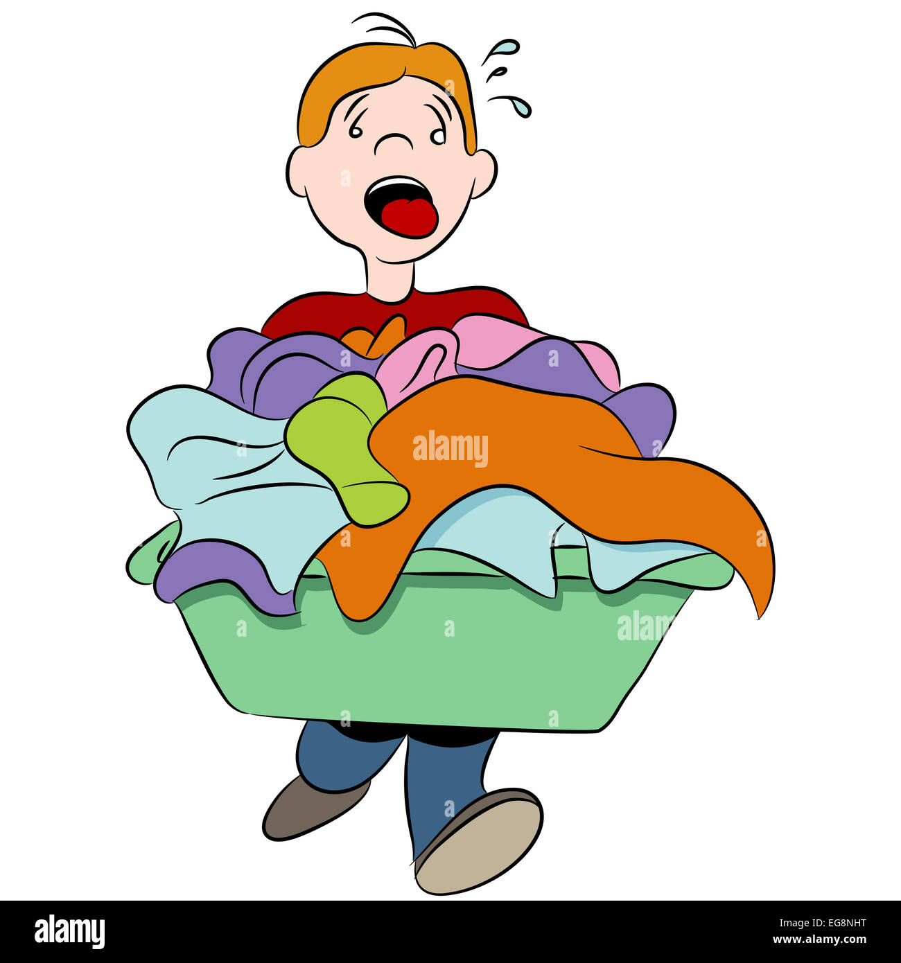 An image of a child carrying a heavy laundry basket Stock Photo - Alamy