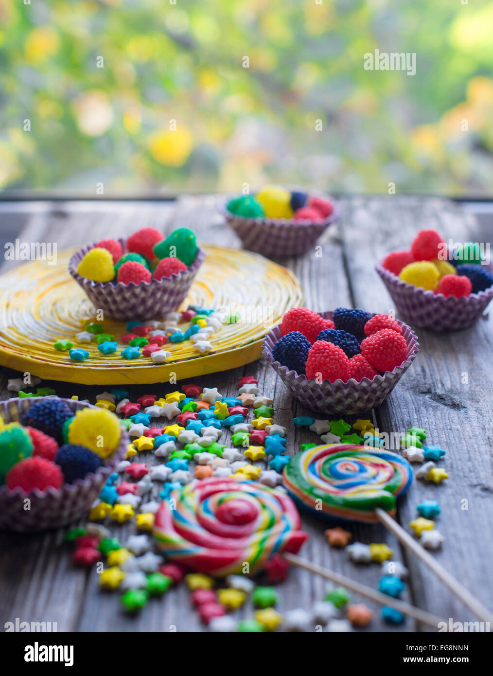 Lollipops and assorted jellies Stock Photo - Alamy