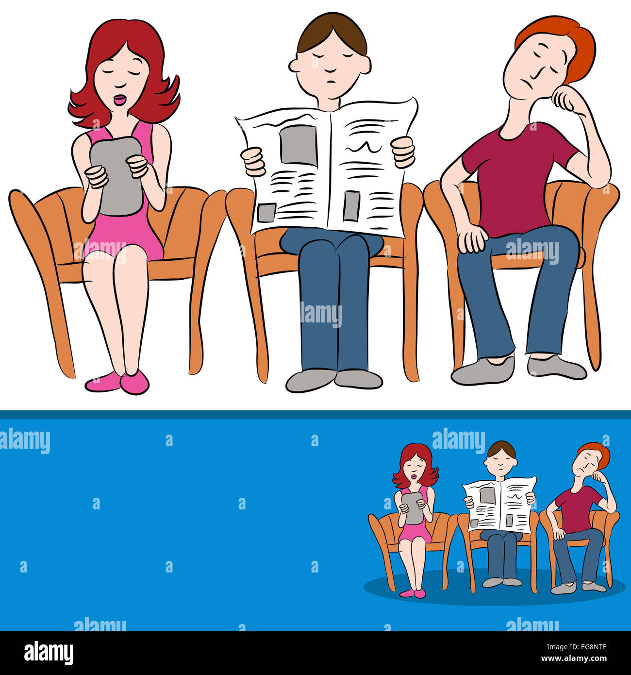 Cartoon three men reading newspaper hi-res stock photography and images ...