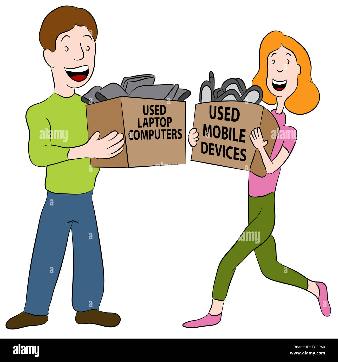 Cartoon illustration man holding laptop hi-res stock photography and ...