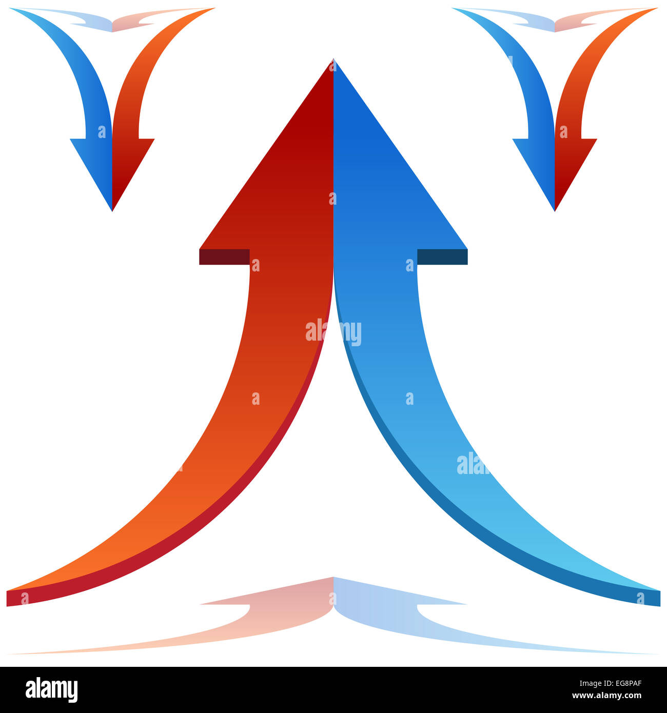 An image of 3d split arrows merging together Stock Photo - Alamy