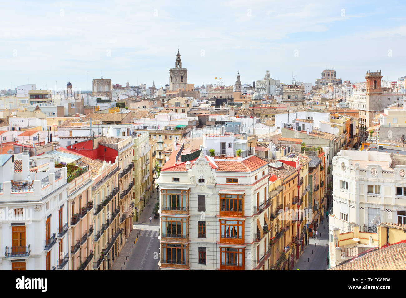 Panoramic view of the historical center of Valencia, Spain Stock Photo ...