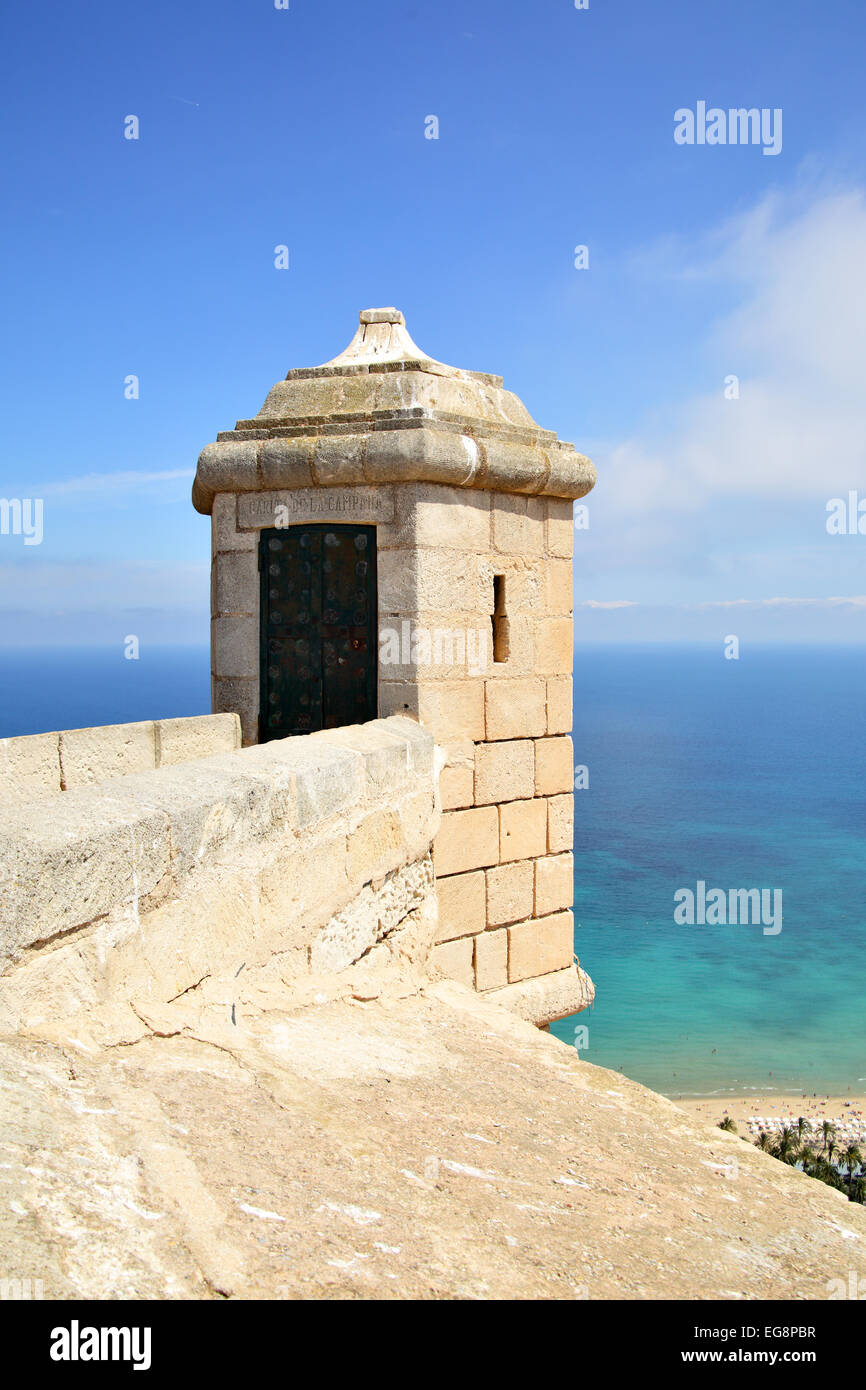 Watchtower of Santa Barbara fortress in Alicante, Spain Stock Photo - Alamy
