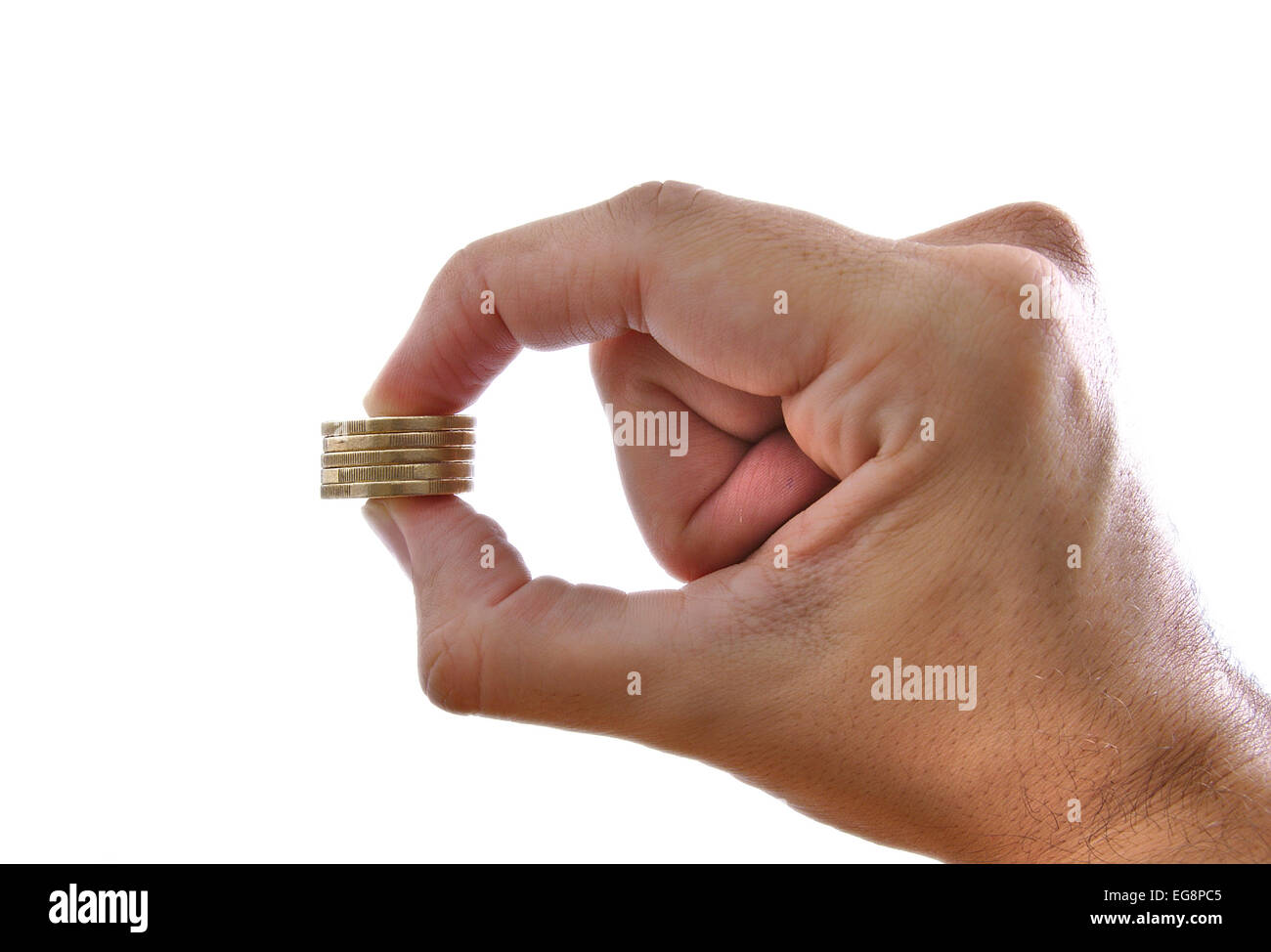 Man's hand holding some euros Stock Photo - Alamy