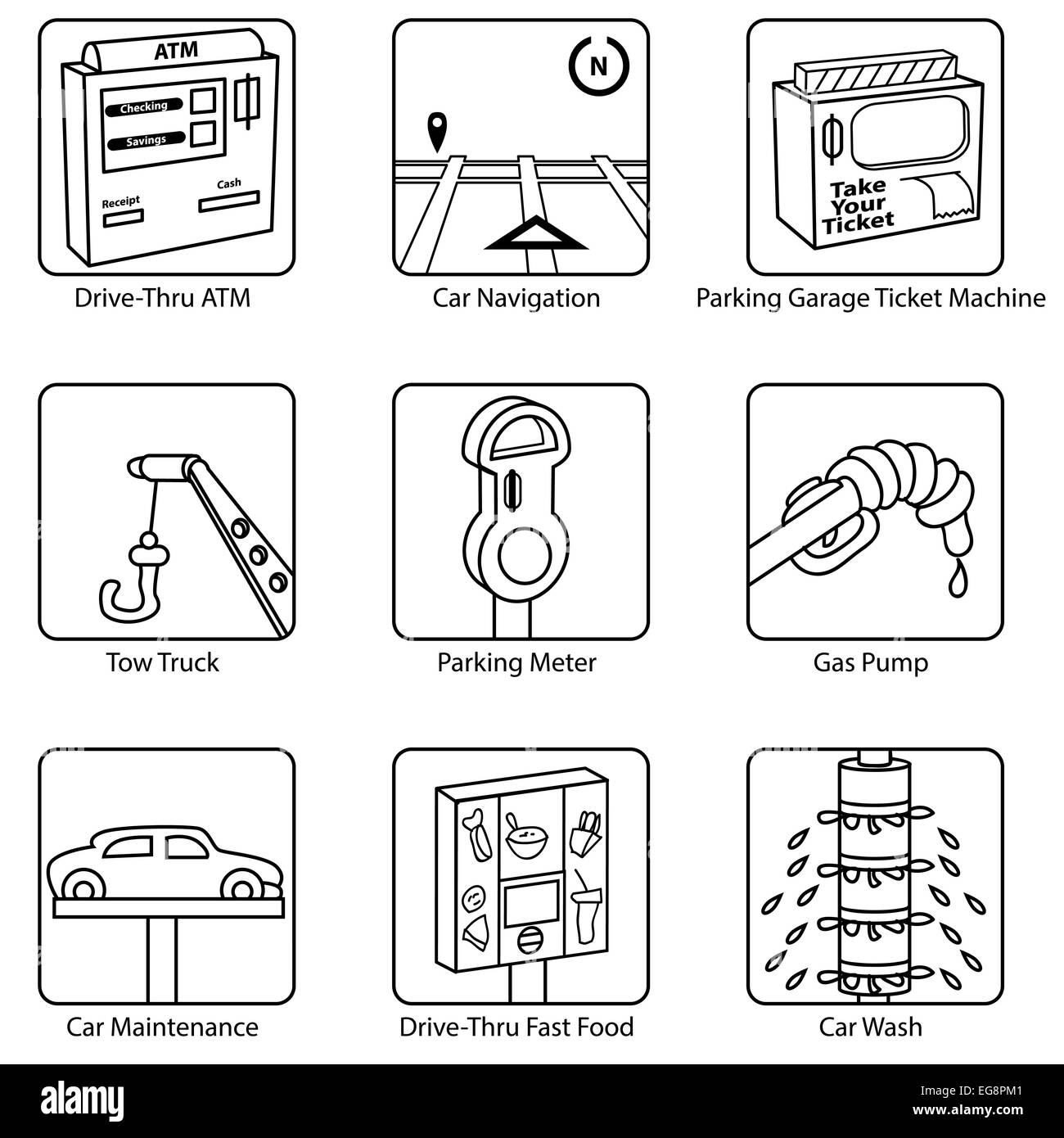 Car maintenance repair icons set hi-res stock photography and images ...
