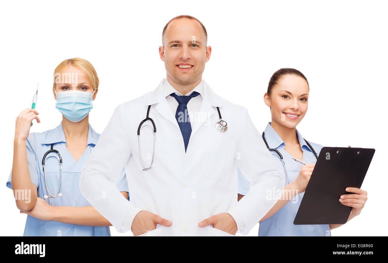 group of smiling doctors with clipboard Stock Photo - Alamy