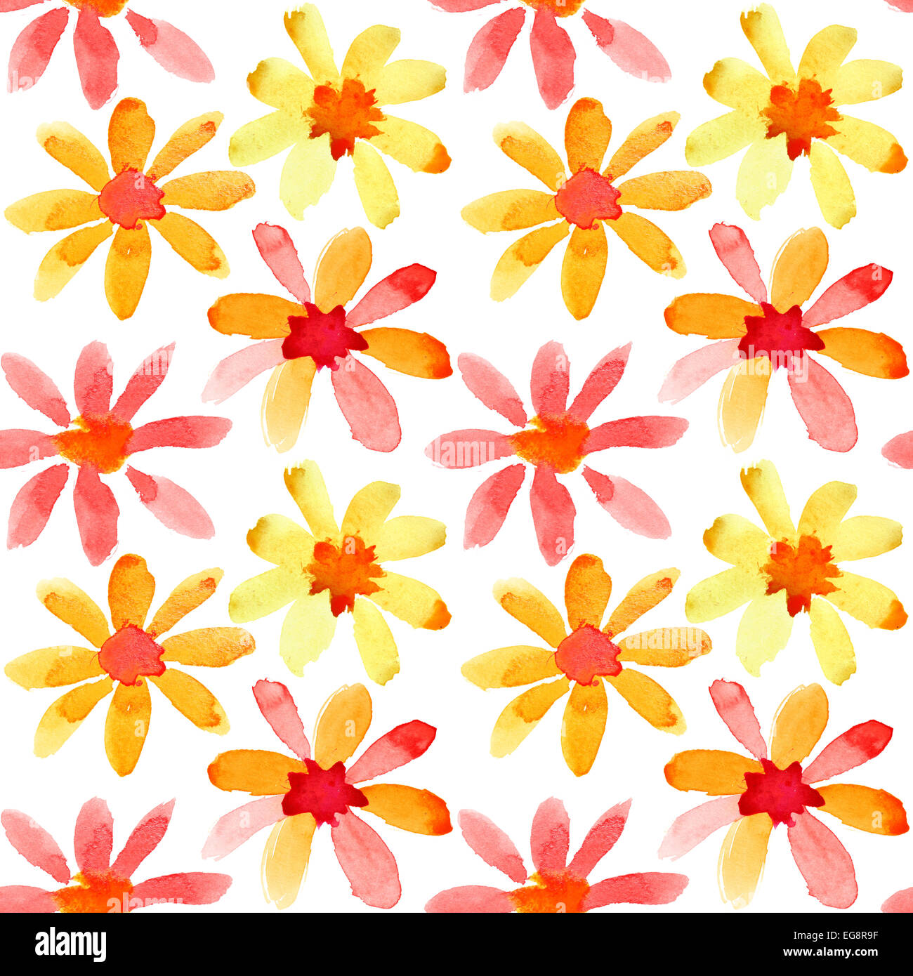 Colorful watercolor flowers - seamless pattern Stock Photo - Alamy