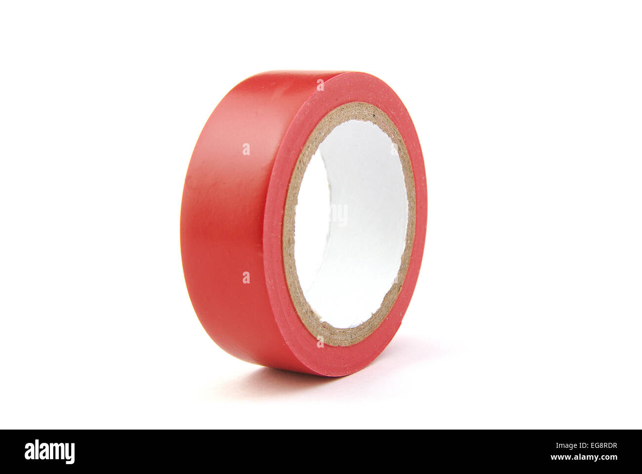 Red insulating tape on white background Stock Photo - Alamy
