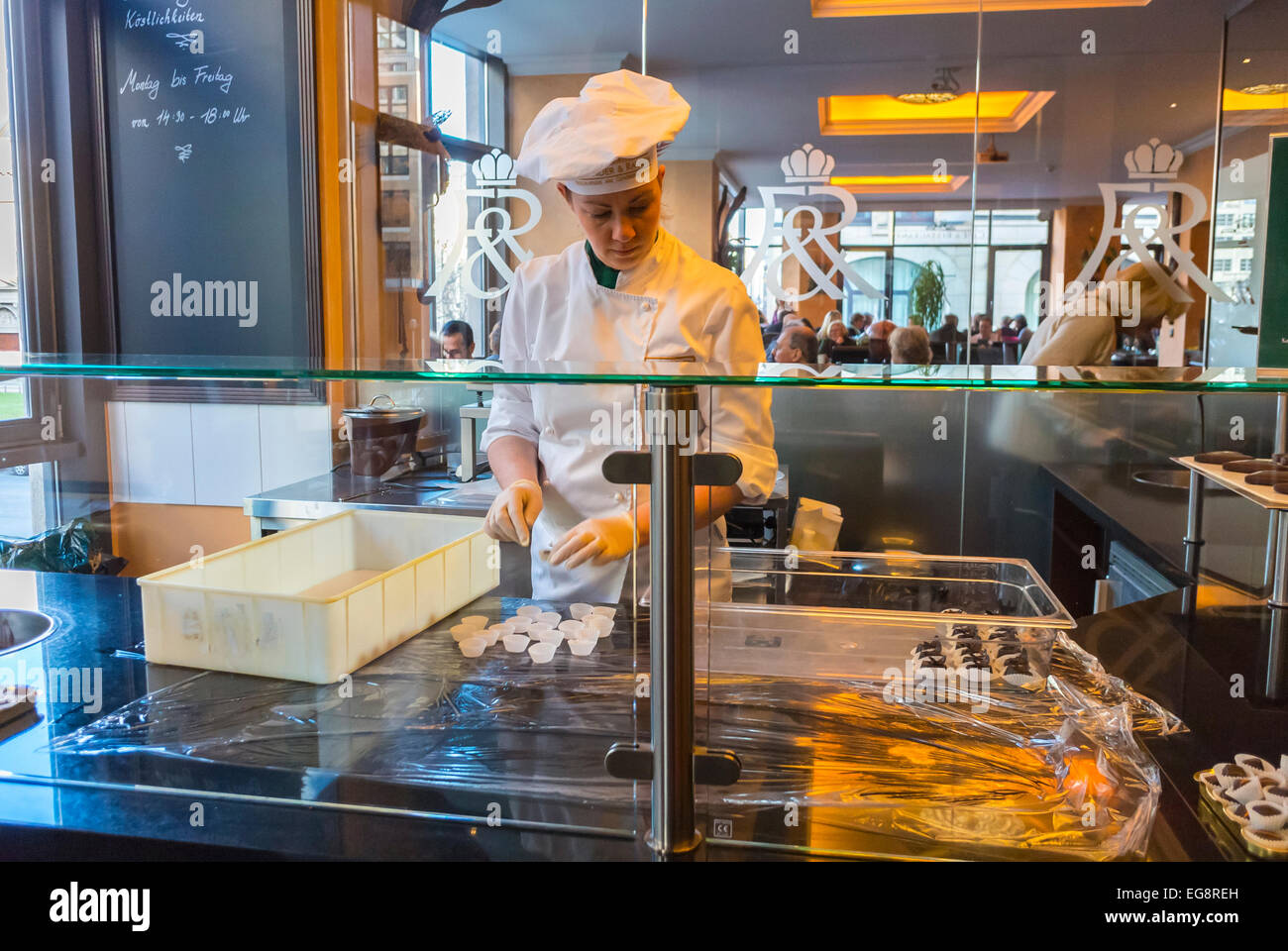 Berlin, Germany, Woman Chef Working in Kitchen, at German Bakery Shop ...