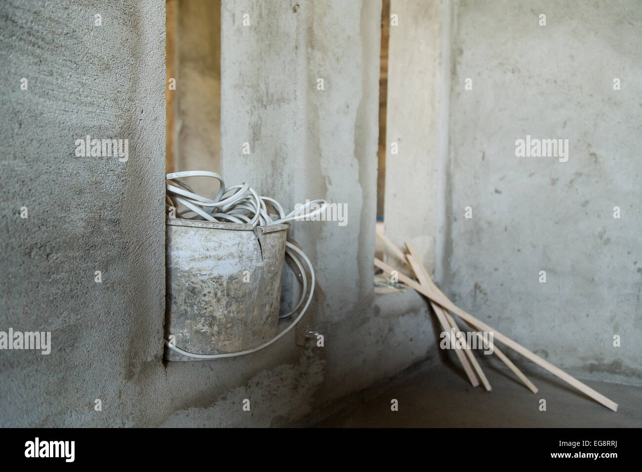 repair plaster wall wire construction Stock Photo - Alamy